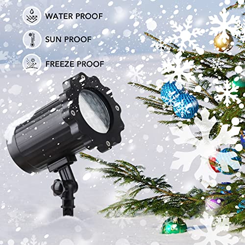 Christmas Snowflake Projector Lights Outdoor, Lasama Highlight Led Snowfall Projection, Waterproof Landscape Christmas Decorations Lighting for Xmas Home Party Wedding Garden Patio