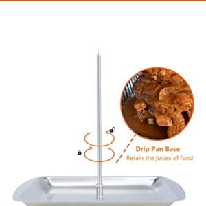 Al Pastor Skewer for Grill-Roasting Rack Stainless Steel Vertical Skewer Stand for Tacos Al Pastor, Shawarma, Kebabs, with 2 Size Skewers(8” &12”) for Smoker, Kamado Grill, Oven