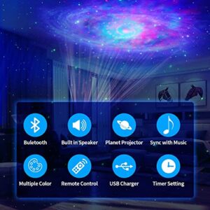 ZBYOvO Galaxy Projector,Star Projector,Nebula Night Light Projector with Remote Control, Bluetooth Music Speaker for Bedroom/Party/Home Decor, Auto-Off Timer, Christmas Gift for Kids & Adults