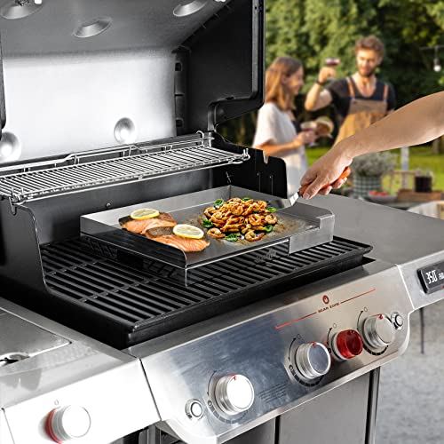 Stanbroil Universal Stainless Steel Grill Griddle with Even Heat Cross Bracing for BBQ Charcoal/Gas Grills, Camping, Tailgating, and Parties 23” x 16”