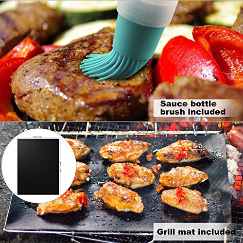 ACMETOP Portable BBQ Grill Basket Stainless Steel Fish Grill Basket with Removable Handle, Grill Accessories for Outdoor Grill Vegetables Fishes Shrimp -【Bonus Grill Mat, Sauce Brush & Carrying Pouch】