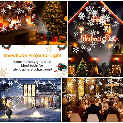 Christmas Decorations Snowflake Lights Projector LED Snowfall Spotlight Waterproof Landscape Lamp Indoor Outdoor Lighting for Xmas Holiday Party Wedding Garden Patio House