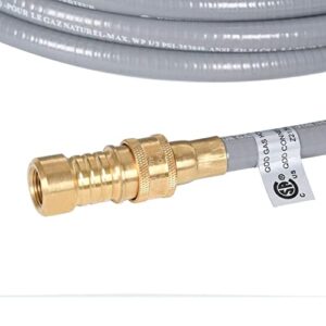 GGC 10 Feet 1/2 inch ID Natural Gas Hose with Quick Connect Fittings Assembly for Low Pressure Appliance -3/8 Female to 1/2 Male Adapter for Outdoor NG/Propane Appliance - CSA Certified