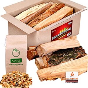 Zorestar Apple Cherry (Fruit Mix) for and Grilling - 13-15lb and BBQ Cooking firewood logs 15 lb - Apple (Fruit Mix) fire Wood and Chips - Box of fire logs for Camp, Grilling, Fireplace, Smoking