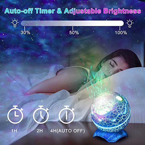 Galaxy Projector for Bedroom, Dinosaur Egg Star Projector Night Light with Remote Control, Nebula Led Lamp Bluetooth Speaker & White Noise Suitable for Ceiling Decor Adult Kids Bedroom Home Party