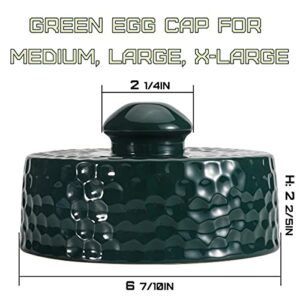 BONPAZ Big Green Egg Ceramic Damper Top Replacement Parts, Big Green Egg Rain Cap - Great for Medium, Large, X-Large Big Green Egg, Must-Have Green Egg Chimney Cap Accessories, Heavy-Duty Ceramic