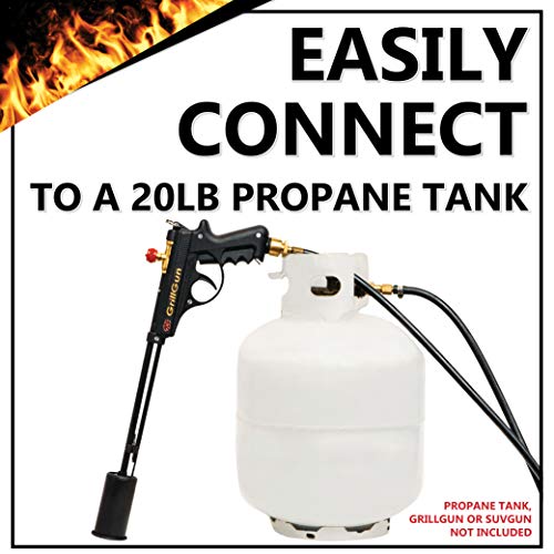 GRILLBLAZER 8ft Propane Hose and Adapter for 20lb Propane Tank - Compatible with GrillGun and Su-VGun - Grill and BBQ Accessories