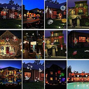 Christmas Moving Snowflake Projector Light, 12 Patterns Plug-in Card Lawn Lamp ，Party LED Projection Light Outdoor IP65 Holiday Decoration Light for Christmas, Halloween, Valentine's Day