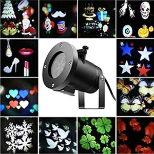 Christmas Moving Snowflake Projector Light, 12 Patterns Plug-in Card Lawn Lamp ，Party LED Projection Light Outdoor IP65 Holiday Decoration Light for Christmas, Halloween, Valentine's Day