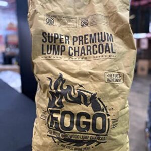 FOGO Super Premium Hardwood Lump Charcoal, Natural Large Sized Lump Charcoal, 17.6 Pound Bag and FOGO Barrel Proof Bourbon Barrel Blocks, 2 Pound Resealable Bag, Bundle