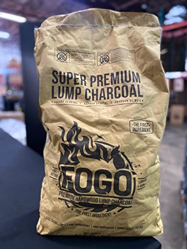 FOGO Super Premium Hardwood Lump Charcoal, Natural Large Sized Lump Charcoal, 17.6 Pound Bag and FOGO Barrel Proof Bourbon Barrel Blocks, 2 Pound Resealable Bag, Bundle