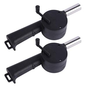 hemoton 2pcs bbq air blower fast fire starter manual air blower hand crank bbq fan outdoor camping grills accessories tools