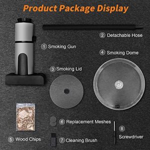 Foneta Smoking Gun Cocktail Smoker Kit with Wood Chips, Dome & Cup Lid, Portable Indoor Smoke Infuser for Food Cooking, Cocktail Drinks, Whiskey, Steak, Salmon, Cheese, BBQ and Pizza