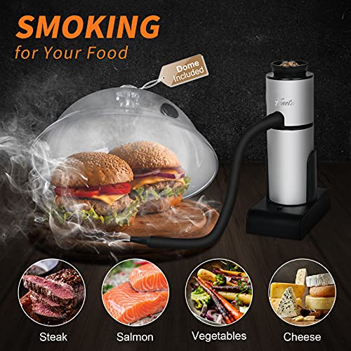 Foneta Smoking Gun Cocktail Smoker Kit with Wood Chips, Dome & Cup Lid, Portable Indoor Smoke Infuser for Food Cooking, Cocktail Drinks, Whiskey, Steak, Salmon, Cheese, BBQ and Pizza