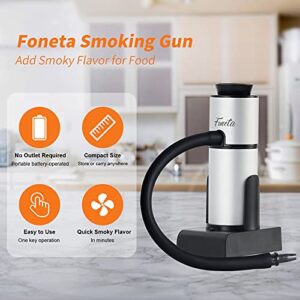 Foneta Smoking Gun Cocktail Smoker Kit with Wood Chips, Dome & Cup Lid, Portable Indoor Smoke Infuser for Food Cooking, Cocktail Drinks, Whiskey, Steak, Salmon, Cheese, BBQ and Pizza