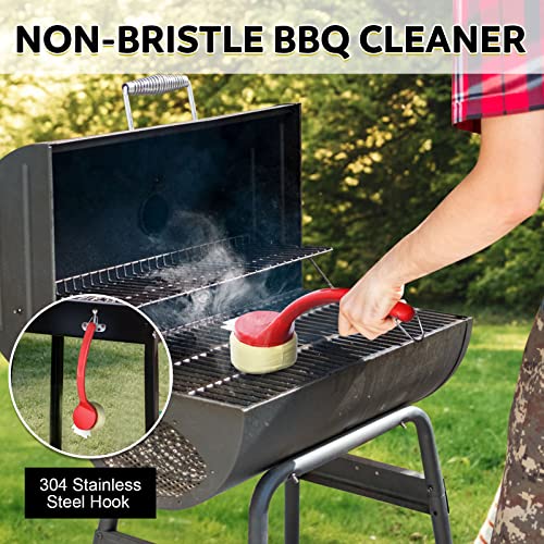 Anpro Grill Brush Bristle Free Scraper - Grill Brush with Scraper,Safe,No Scratch Cleaning,17inch Grill BBQ Cleaning Brush,Steam Cleaner Grill Cleaning Brush for Outdoor Gas/Charcoal Grilling Grates