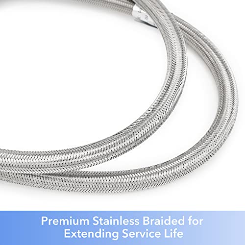 Stanbroil Vertical Two Stage Propane Regulator - 20" RV Propane Pigtail Stainless Steel Braided Hose with Gauge