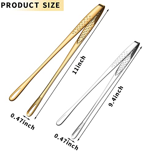 3Pcs BBQ Tongs Stainless Steel Grill Tongs Korean Barbecue Tongs SUS304 Frying Shovel Stainless Still Portable Kitchenware Grill Tongs for Home Outdoor ( 11 Inches, 9.4Inches )