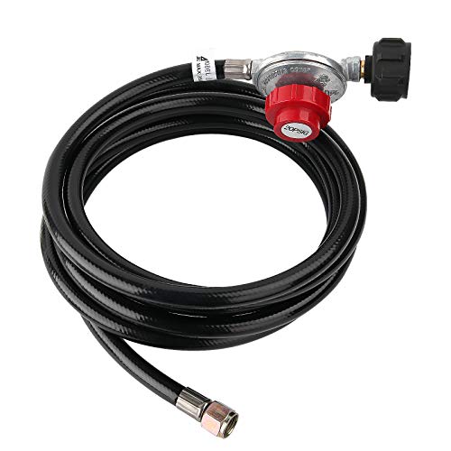 Solimeta 12 Feet Universal QCC1, 20 PSI Adjustable Propane Regulator with Hose, LP Gas Regulator, 3/8" Female Flare Nut