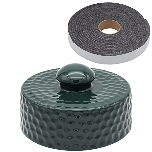 MixRBBQ Ceramic Vented Chimney Cap with Grill Seal Heat Gasket for Big Green Egg Accessories, BBQ Replacement Part for Medium,Large and XLarge Big Green Egg Smoker Charcoal Grills