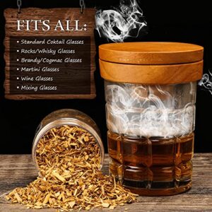 MTRSUE Wood Cocktail Smoker Kit with 4 Wood Chips Apple Cherry Pecan Oak,Old Fashioned Whiskey Smoker Infuser, Infused Cocktails Wine (Cocktail Smoker Set+4 Woodchips)