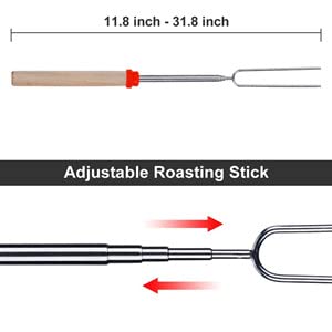 4Pack Marshmallow Roasting Sticks Extendable 32inch Long Metal Barbecue Skewers For Grilling Set,Telescoping Smores BBQ Forks, Fire Pit Sticks for Hot Dogs,Camping,Bonfire