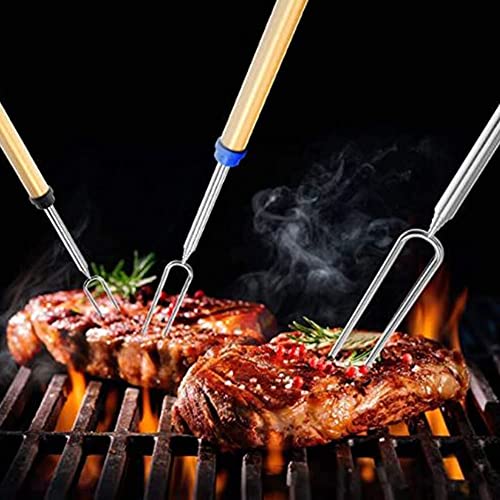 4Pack Marshmallow Roasting Sticks Extendable 32inch Long Metal Barbecue Skewers For Grilling Set,Telescoping Smores BBQ Forks, Fire Pit Sticks for Hot Dogs,Camping,Bonfire