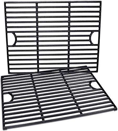 SafBbcue 17" Cast Iron Grates and Heat Plates Burners for Nexgrill 720-0830H, 720-0670A, 720-0783E, 720-0888N, Kenmore 41516106210 415.16106210 Gas Grill