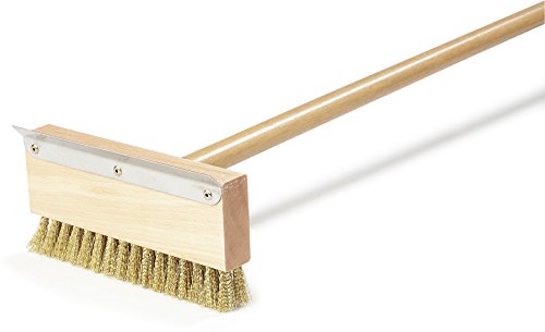 Carlisle FoodService Products 4152000 Oven Brush & Scraper With Handle, 8-1/2" Wide, 1-1/4" Brass Bristles, 42" Long Hardwood Handle