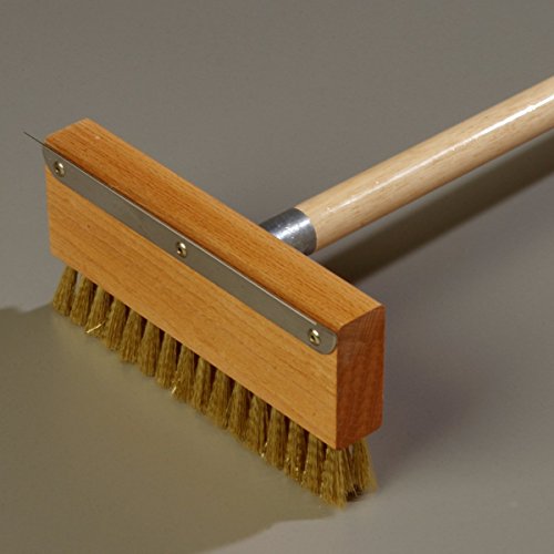 Carlisle FoodService Products 4152000 Oven Brush & Scraper With Handle, 8-1/2" Wide, 1-1/4" Brass Bristles, 42" Long Hardwood Handle