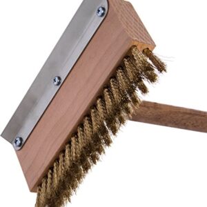 Carlisle FoodService Products 4152000 Oven Brush & Scraper With Handle, 8-1/2" Wide, 1-1/4" Brass Bristles, 42" Long Hardwood Handle