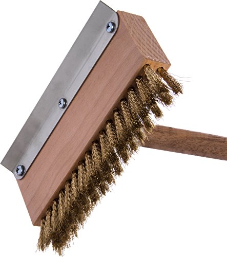 Carlisle FoodService Products 4152000 Oven Brush & Scraper With Handle, 8-1/2" Wide, 1-1/4" Brass Bristles, 42" Long Hardwood Handle