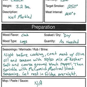 Cave Tools BBQ Smoker Recipe Notebook and Journal with Wood Smoking and Meat Temperature Guide for BBQ Smoker, Grill, and Other Outdoor Cooking Notes