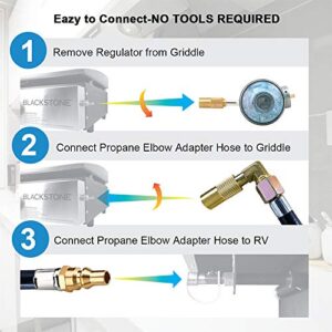 Eazy2hD 12FT RV Quick Connect Propane Hose with Propane Elbow Adapter Fitting RV Accessories Quick-Connect Kit for Blackstone 17"/22" Griddle