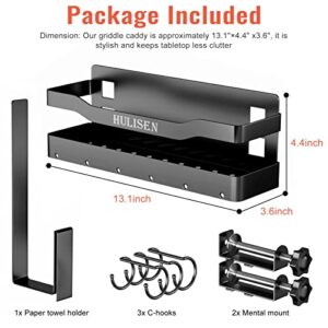 HULISEN Griddle Caddy, Grill Caddy for Blackstone 28"/36" Griddle Accessories and Prep Cart, BBQ Tool Organizer, Barbecue Grilling Storage Box with Paper Towel Holder for Outdoor Grill, No Drilling