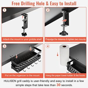 HULISEN Griddle Caddy, Grill Caddy for Blackstone 28"/36" Griddle Accessories and Prep Cart, BBQ Tool Organizer, Barbecue Grilling Storage Box with Paper Towel Holder for Outdoor Grill, No Drilling