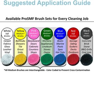 ProSMF Drill Brush Attachment - Scrub Brush for Drill - Grill Brush Set - Power Scrubber Brush Kit - Heavy Duty - Smokers - Grills - Concrete - Brick - Household Cleaning - Black - Ultra Stiff