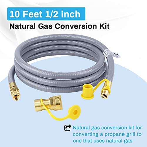 Dozont 710-0003 Natural Gas Conversion Kit Compatible with Kitchen-aid Propane Gas Grill Conversion, 710-0003 Natural Gas Hose and Regulator for Propane Gas Grill Conversion-CSA Certified(10FT)