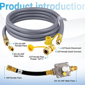 Dozont 710-0003 Natural Gas Conversion Kit Compatible with Kitchen-aid Propane Gas Grill Conversion, 710-0003 Natural Gas Hose and Regulator for Propane Gas Grill Conversion-CSA Certified(10FT)