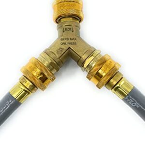 GAS-FLO, Gas Quick Disconnect 3/8 Y Splitter, CSA Certified for Propane and Natural Gas