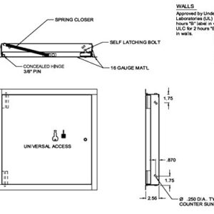 Fire Rated Acudor FB-5060 Access Panel 14x14 Un-Insulated with Flange