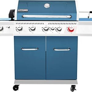 Royal Gourmet GA5403B 5-Burner BBQ Cabinet Style Propane Gas Grill with Rotisserie Kit, Sear Burner, Rear Burner and Side Burner, 74,000 BTU Patio Picnic Backyard, Outdoor Party, Blue