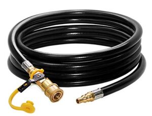 dozyant 12 feet low pressure propane quick-connect hose, rv quick connect propane hose, quick disconnect propane hose extension – 1/4” safety shutoff valve & male full flow plug for rvs