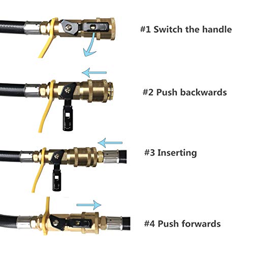 DOZYANT 12 feet Low Pressure Propane Quick-Connect Hose, RV Quick Connect Propane Hose, Quick Disconnect Propane Hose Extension - 1/4” Safety Shutoff Valve & Male Full Flow Plug for RVs