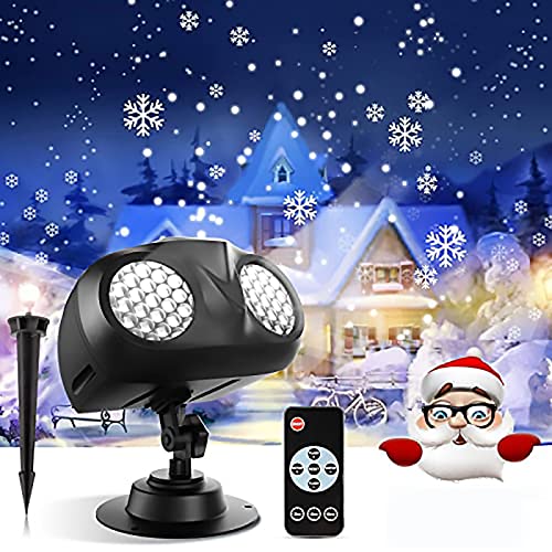 Snowflake Projector Lights Outdoor with Remote Control, Christmas Snowflake Projector Lights, IP65 Waterproof Snowfall Landscape Light Christmas Projector Gift for Holiday Friend Garden Wall Decor