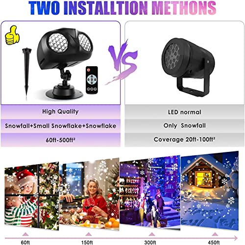 Snowflake Projector Lights Outdoor with Remote Control, Christmas Snowflake Projector Lights, IP65 Waterproof Snowfall Landscape Light Christmas Projector Gift for Holiday Friend Garden Wall Decor