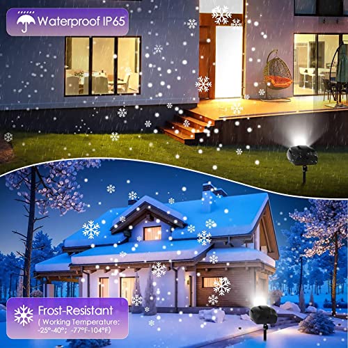 Snowflake Projector Lights Outdoor with Remote Control, Christmas Snowflake Projector Lights, IP65 Waterproof Snowfall Landscape Light Christmas Projector Gift for Holiday Friend Garden Wall Decor