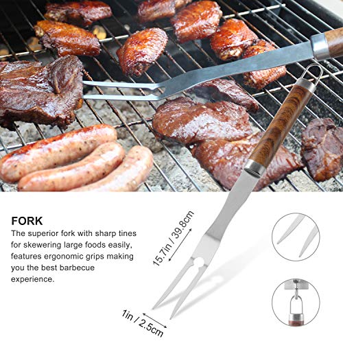 grilljoy 30PCS BBQ Grill Tools Set with Thermometer and Meat Injector. Extra Thick Stainless Steel Fork, Tongs& Spatula - Complete Grilling Accessories in Portable Bag - Perfect Grill Gifts for Men