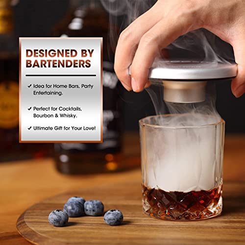 Premium Cocktail Smoker Kit for Whiskey, Bourbon and Old Fashioned Drinks, Smoke Top Whiskey Smoker Kit with 4 Wood Chips, Perfect Whiskey Bourbon Gifts for Men