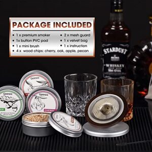 Premium Cocktail Smoker Kit for Whiskey, Bourbon and Old Fashioned Drinks, Smoke Top Whiskey Smoker Kit with 4 Wood Chips, Perfect Whiskey Bourbon Gifts for Men